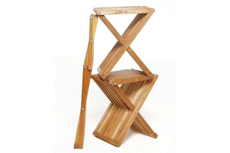 Wooden Flat Folding Stool in Walnut | Futon Company
