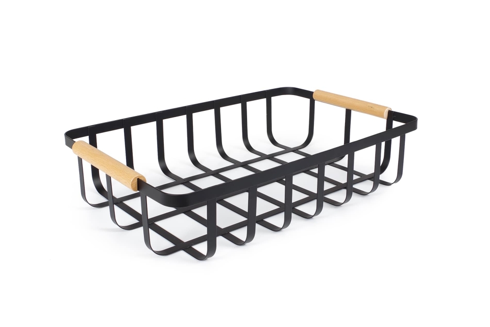 Wooden Handled Rectangular Wire Tray Basket | Futon Company